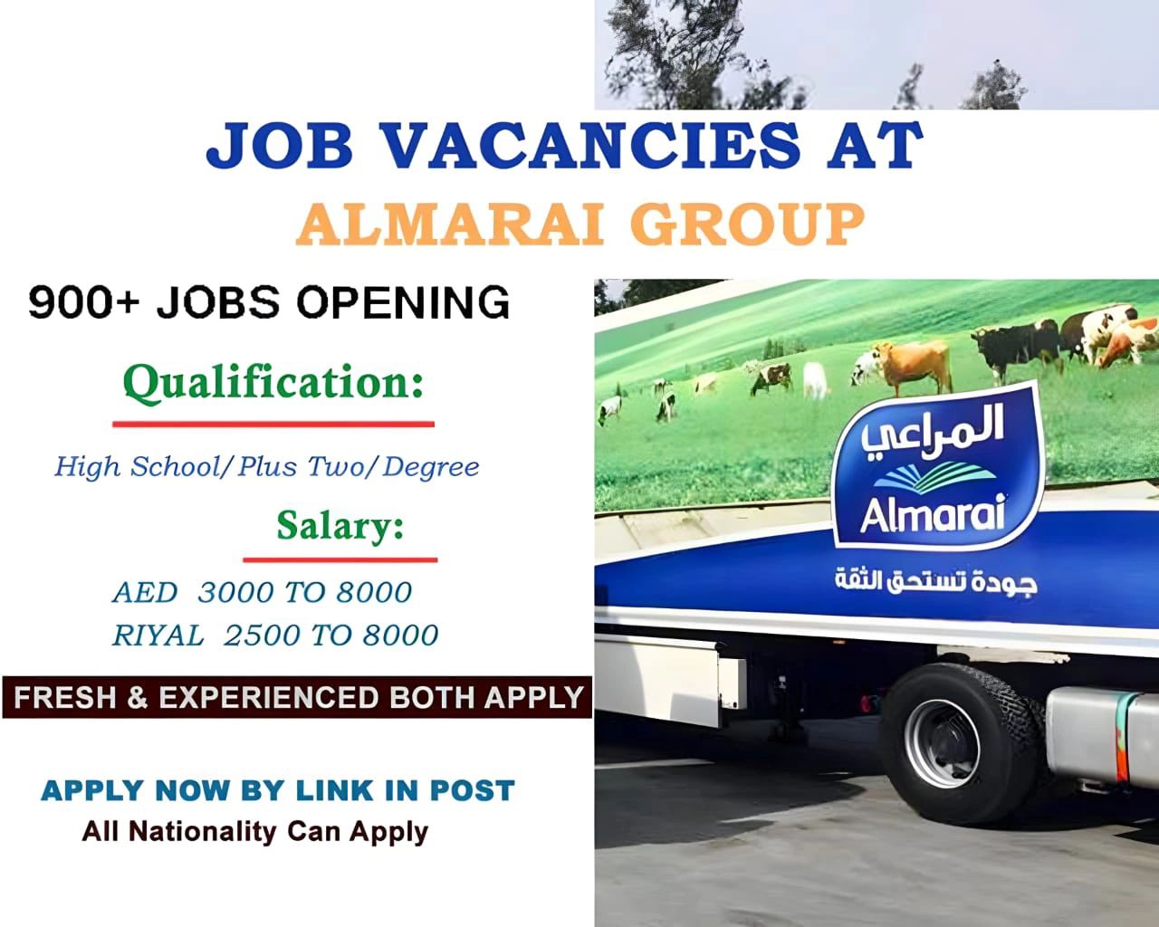 Almarai Job Vacancies in KSA, UAE, Egypt, Thailand, Australia - GoInter